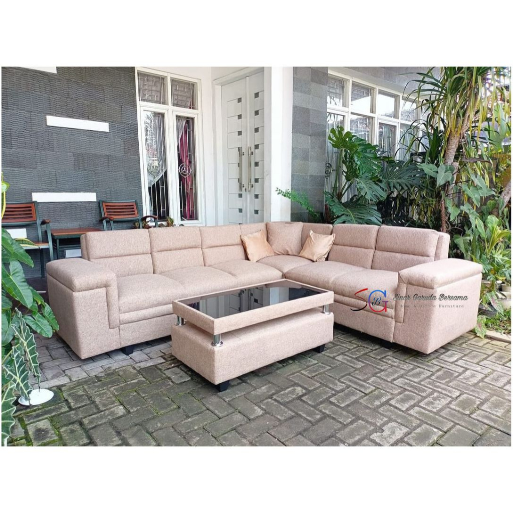 Jual [BISA REQUEST WARNA] SOFA LETTER L + MEJA + BANTAL SOFA / SOFA ...