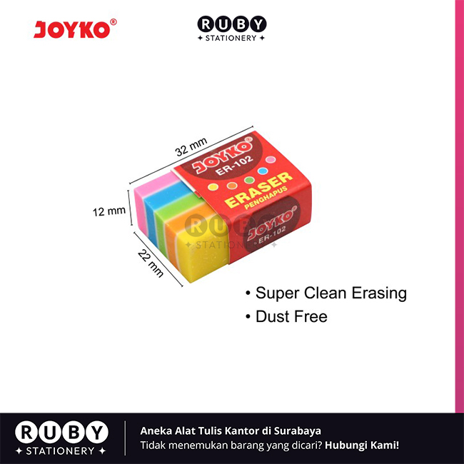 Jual RUBY STATIONERY Penghapus ER-102 Warna Berlapis Joyko - Eraser ...