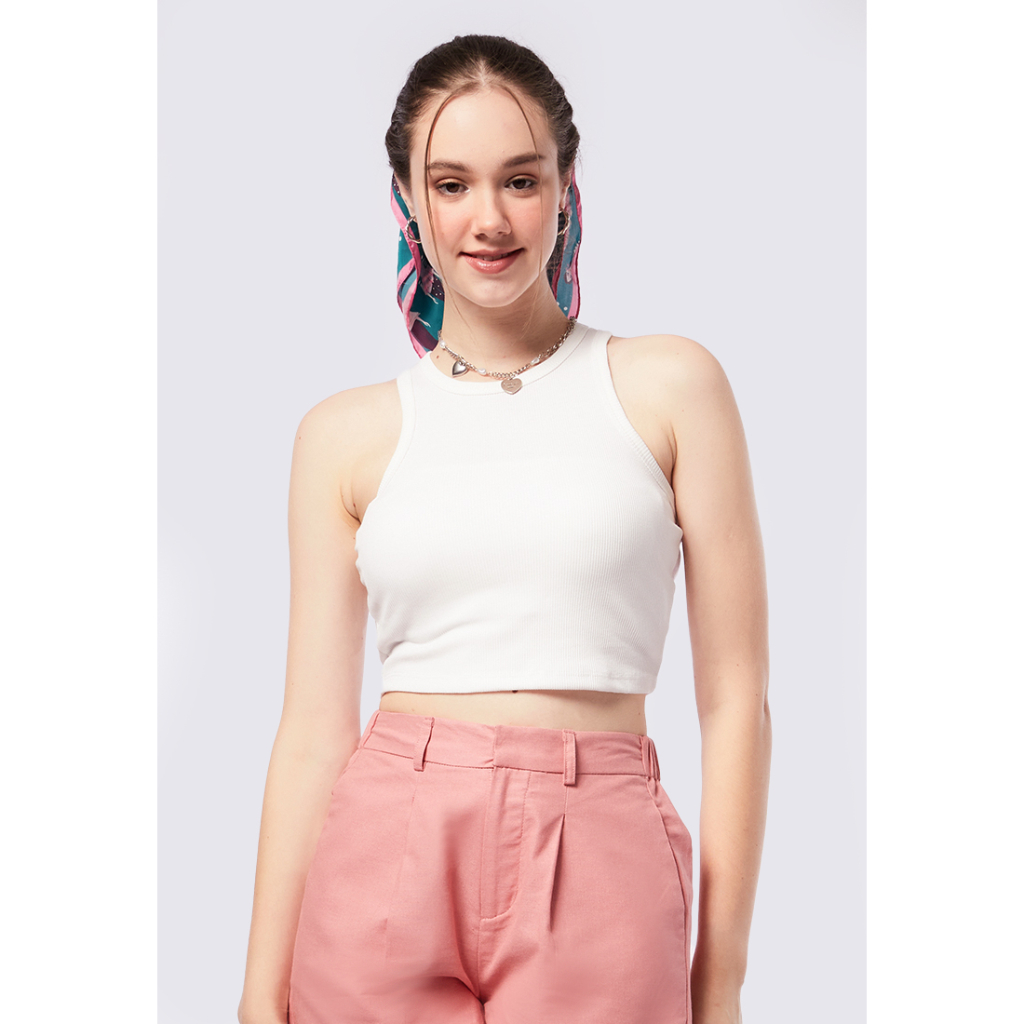Jual COLORBOX Basic Ribbed Tank Top White | Shopee Indonesia