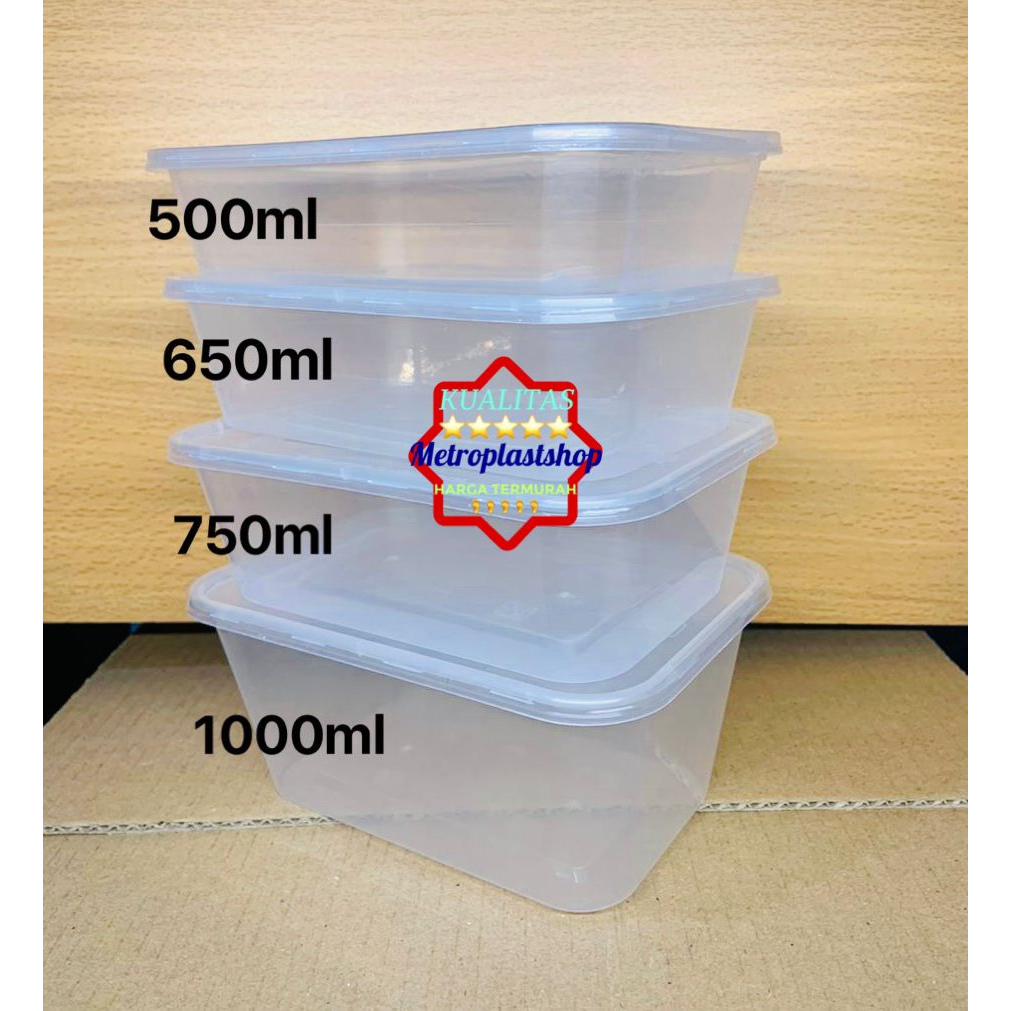 Jual Thinwall kotak 500ml 650ml 750ml 1000ml food grade kotak penyimpanan plastik isi 25pcs ...