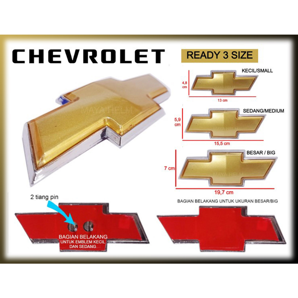 Jual Emblem Logo Chevrolet Gold Replika Berbagai Ukuran | Shopee Indonesia