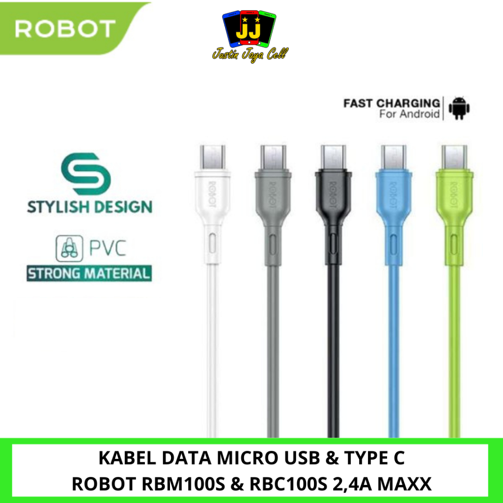 Jual KABEL DATA TYPE C & MICRO ROBOT RBM100S 2A & RBC100S 2,4A ORIGINAL ...
