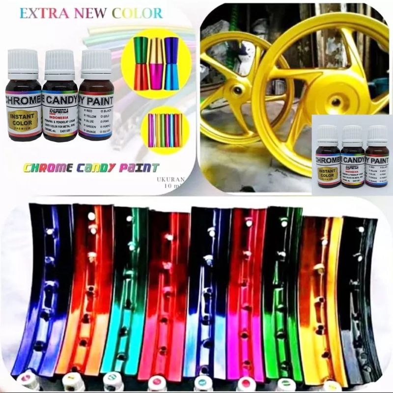 Jual PEWARNA LOGAM CANDY CHROME sekali poles hasil maksimal Netto 10 ML | Shopee Indonesia