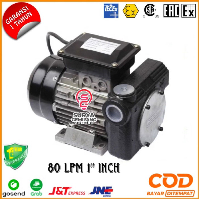 Jual pompa transfer solar bensin oli minyak kapasitas 80 LPM 1" Ac 220v ...
