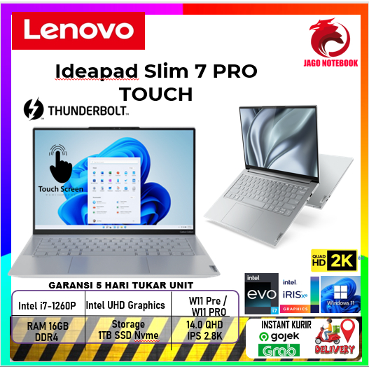Jual Lenovo Ideapad slim 7 pro intel i7-1260P 16GB 1TB SSD irisXe 14.0 QHD W11 | Shopee Indonesia