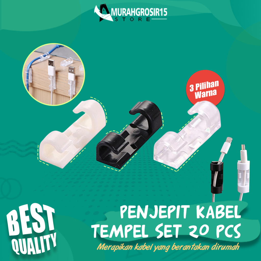 Jual KLIP KABEL Isi 20 PCS ORGANIZER CABLE CLIP PENGIKAT KABEL LEM KUAT ...