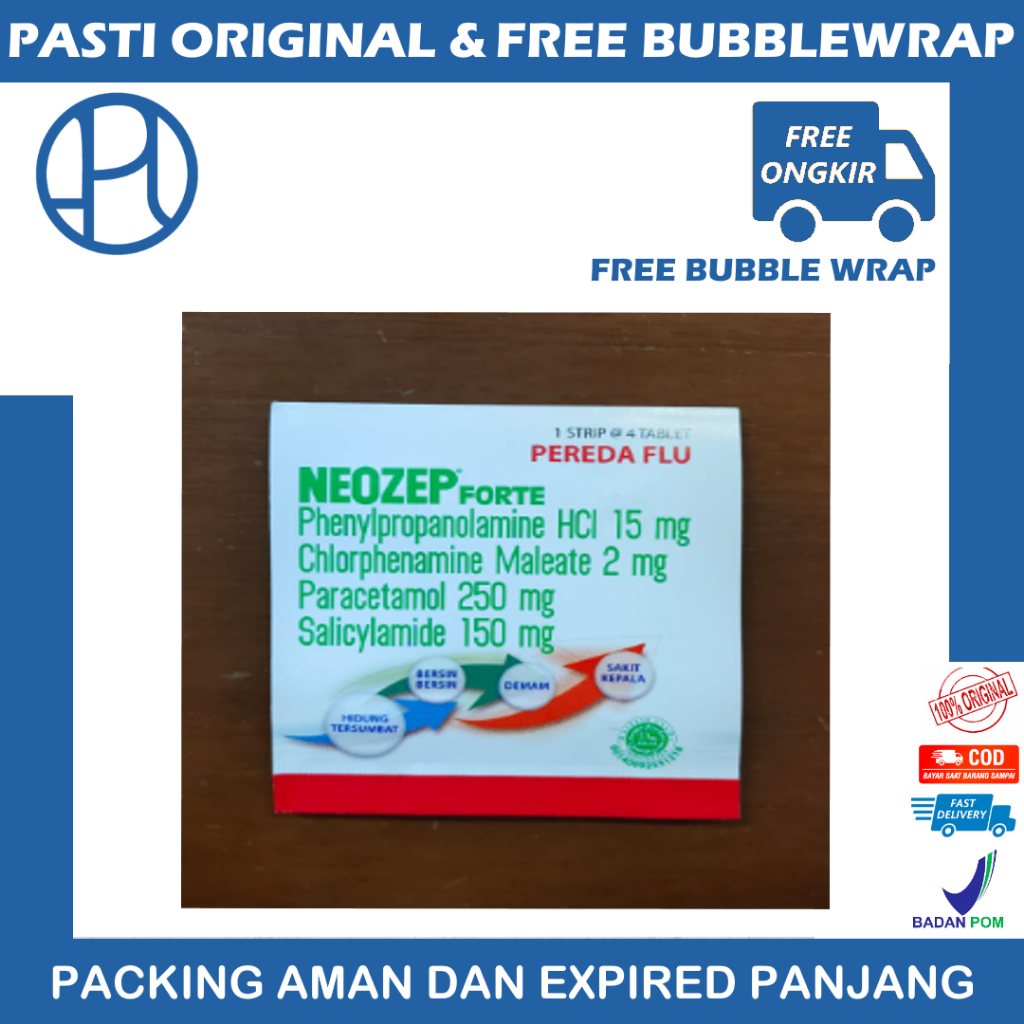 Jual NEOZEP FORTE STRIP ISI 4 OBAT FLU PILEK SAKIT KEPALA DEMAM ...