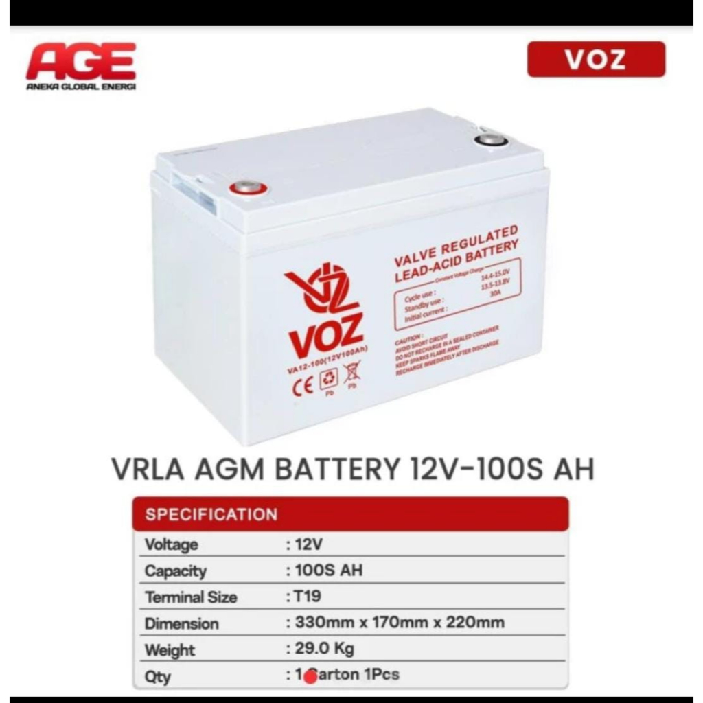 Jual Battery 12V 100Ah S VRLA VOZ | Shopee Indonesia