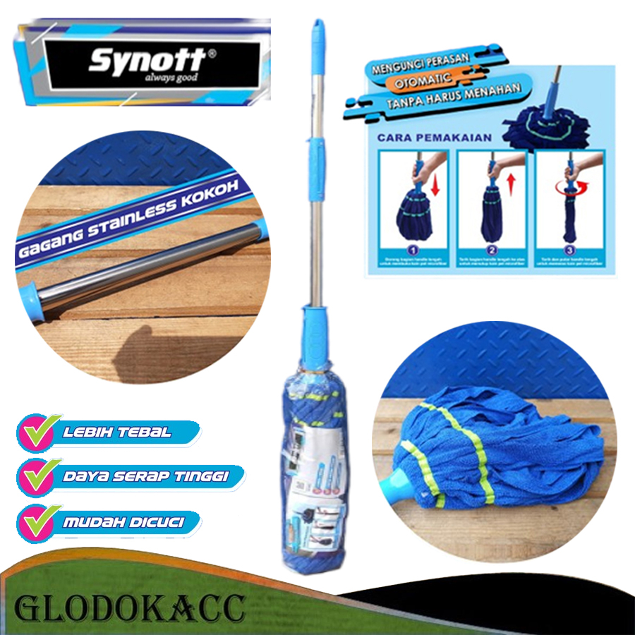 Jual Alat Pel Lantai Synott Pel Kain Microfiber Twist Mop Putar Dan ...