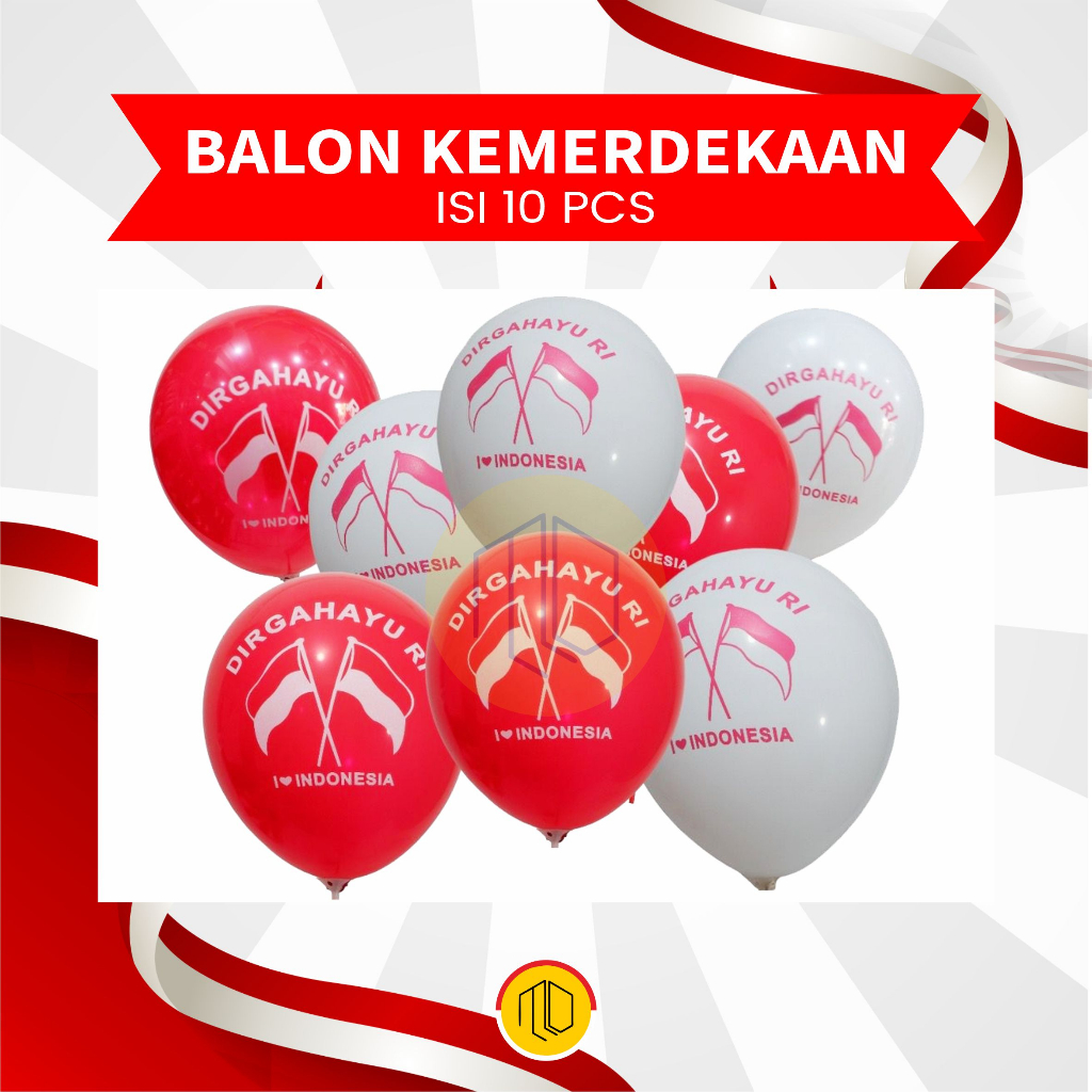 Jual (READY STOK) SIAP KIRIM (10 PCS ) Balon Latex Karet Merah Putih ...