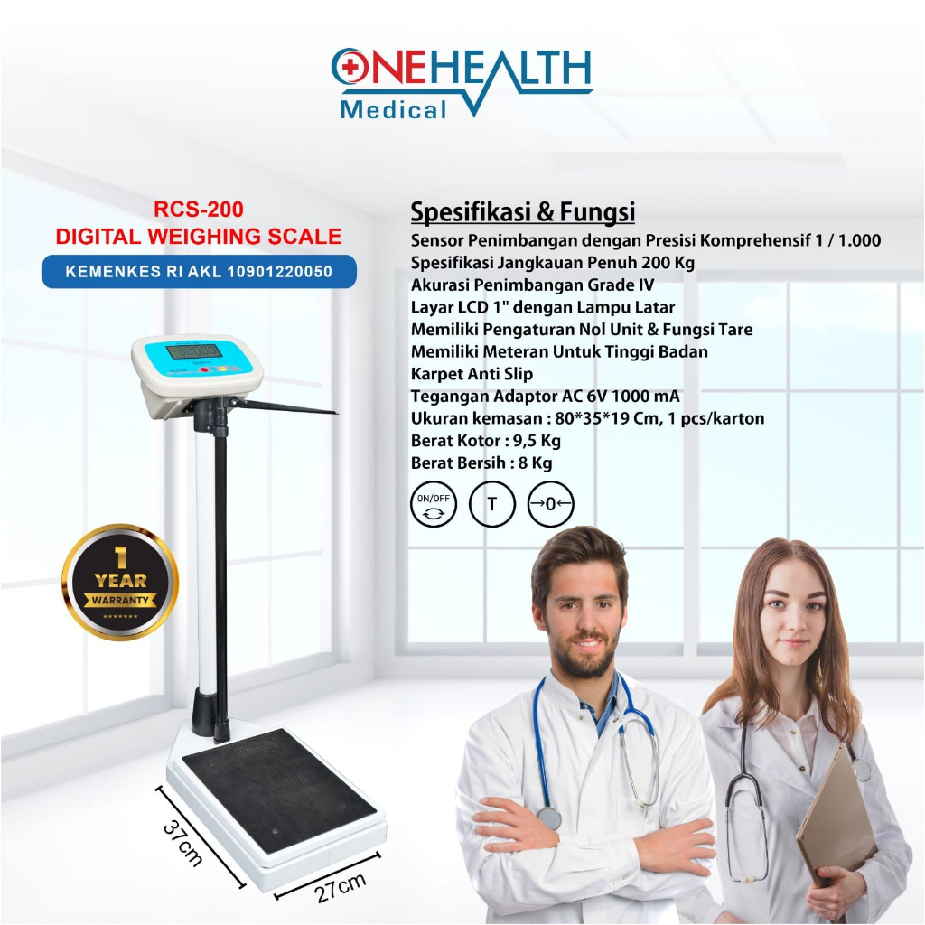 Jual Timbangan Badan Digital OneHealth RCS-200 / Digital Weighing Scale ...