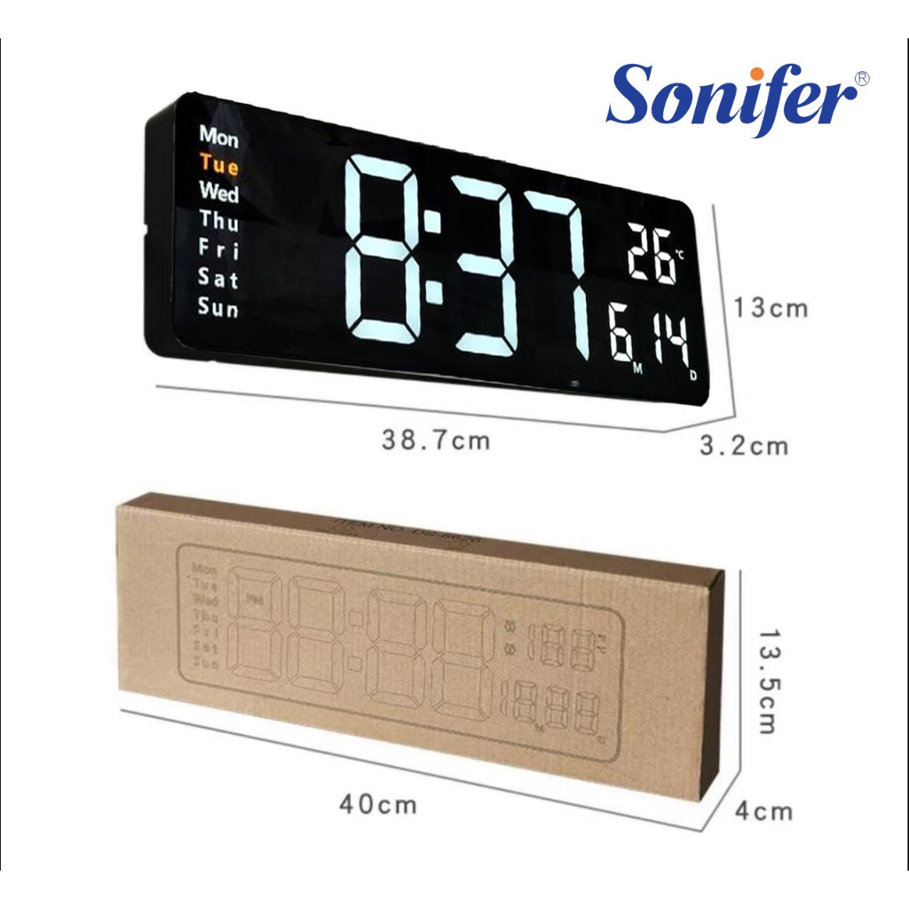 Jual Sonifer Jam Dinding Timer Countdown Digital LED 39 x 13 cm ...