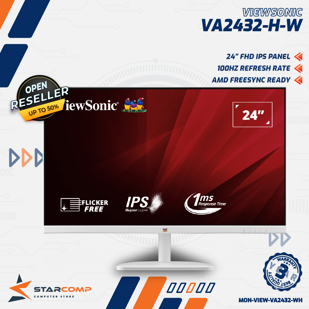 Jual ViewSonic VA2432-H-W Monitor 24" IPS Frameless 100hz 1ms FHD VA ...