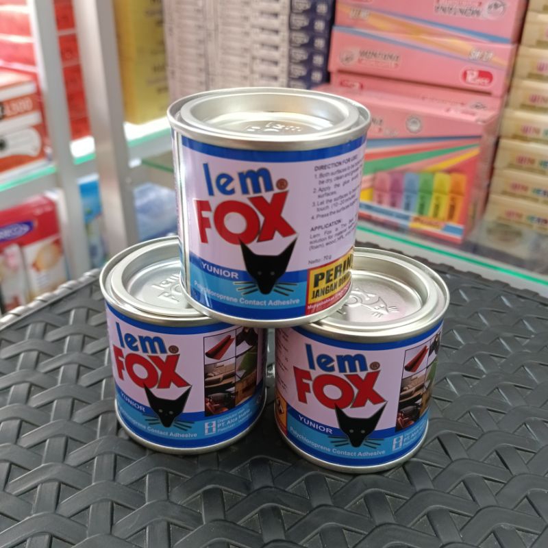 Jual 1 Lusin Isi 12 Pcs Lem Fox / ALem Fox Kaleng Biru Isi 70 Gram ...