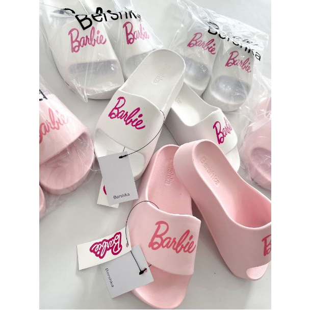 Jual Barbie x Bershka Flat Slider Sandals - Sandal Wanita | Shopee ...