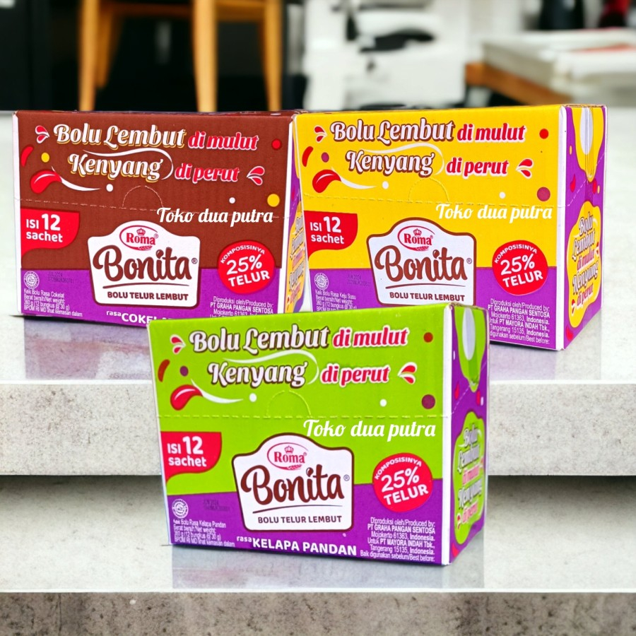 Jual Roma Bonita Bolu 3 Rasa ( Coklat ,Keju susu , pandan kelapa ...