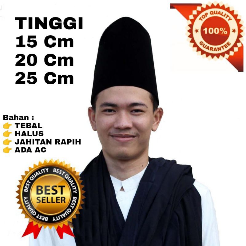 Jual Songkok peci kopiah kopyah hitam tinggi 15Cm, 20 Cm, 25 Cm, 30 Cm ...