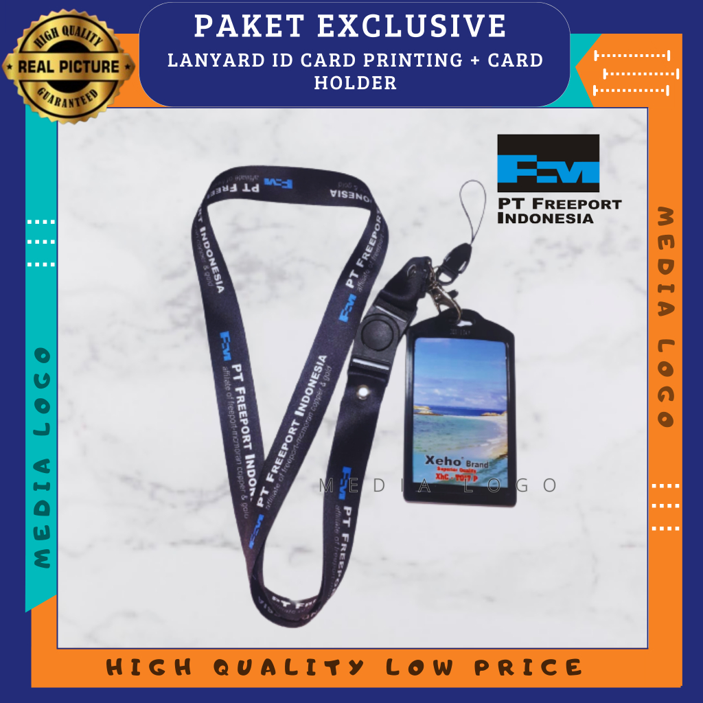 Jual Lanyard Printing Id Card FREEPORT (Paket Exclusive) | Shopee Indonesia