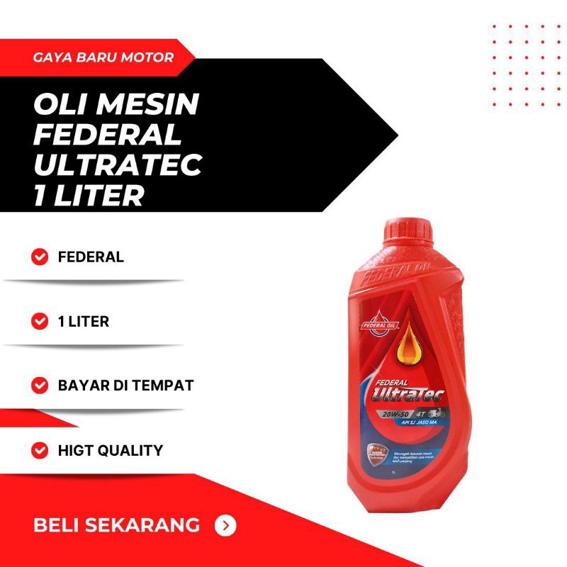 Jual OLI FEDERAL ULTRATECH 1L 1 LITER 1000ML SAE 20W-50 ORIGINAL ...