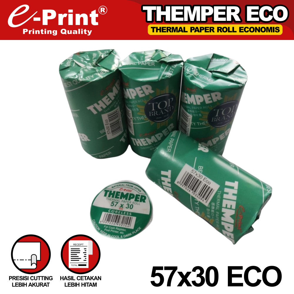 Jual Kertas Kasir Thermal Register Roll 57x30 Hijau E-PRINT | Shopee ...