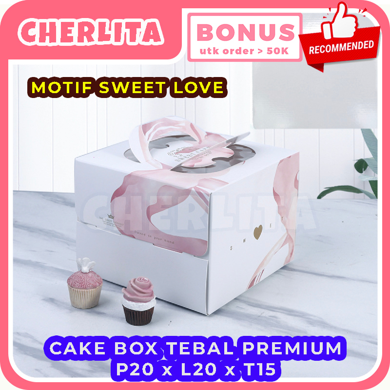 Jual Cake Box 20 x 20 x 15 Cm Chiffon Kue Tart Dus Bolu Kotak Kecil ...