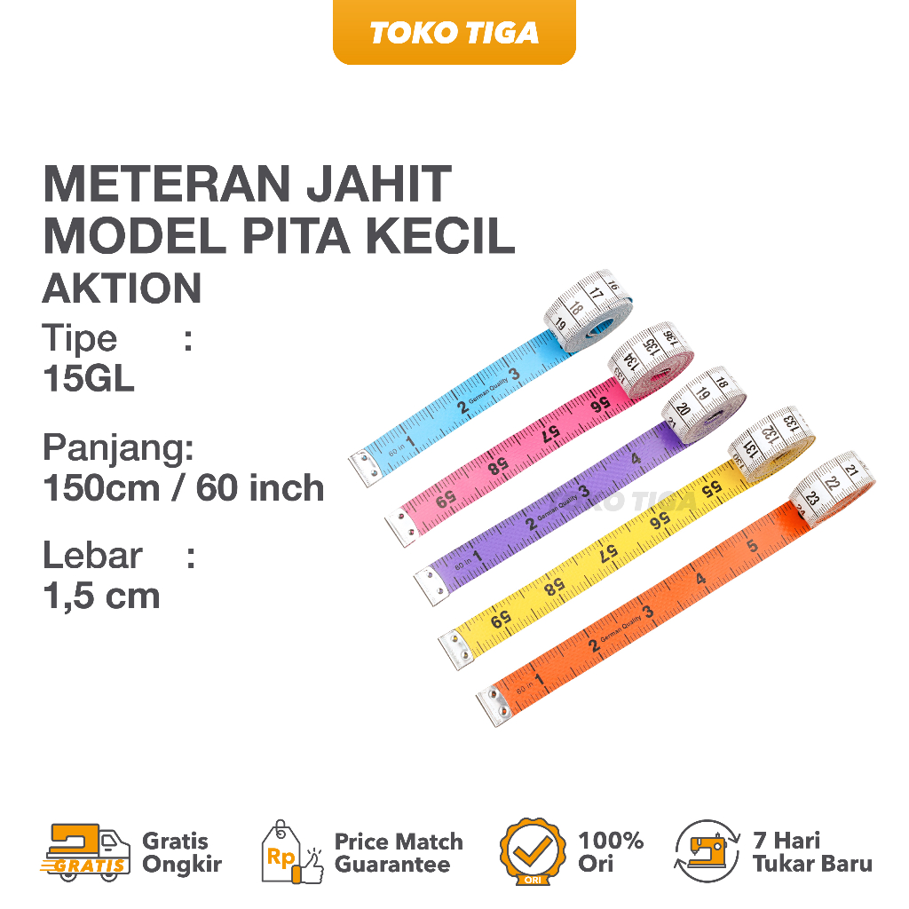 Jual Meteran Jahit / Kain / Badan Model Pita Lebar 150 cm AKTION ...