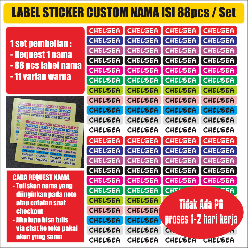 Jual BA145 Label Sticker Custom Nama Isi 88pcs per Set, Bisa Tempel Di ...