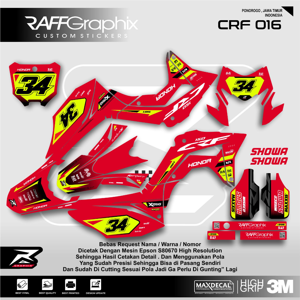 Jual DECAL CRF 150 KEREN/ DECAL CRF BIRU/DECAL CRF 150 FULL BODY ...