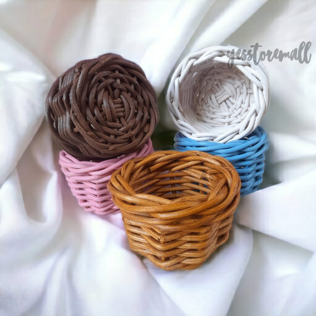 Jual Keranjang bulat rotan mini parcel kado sovenir seserahan ...