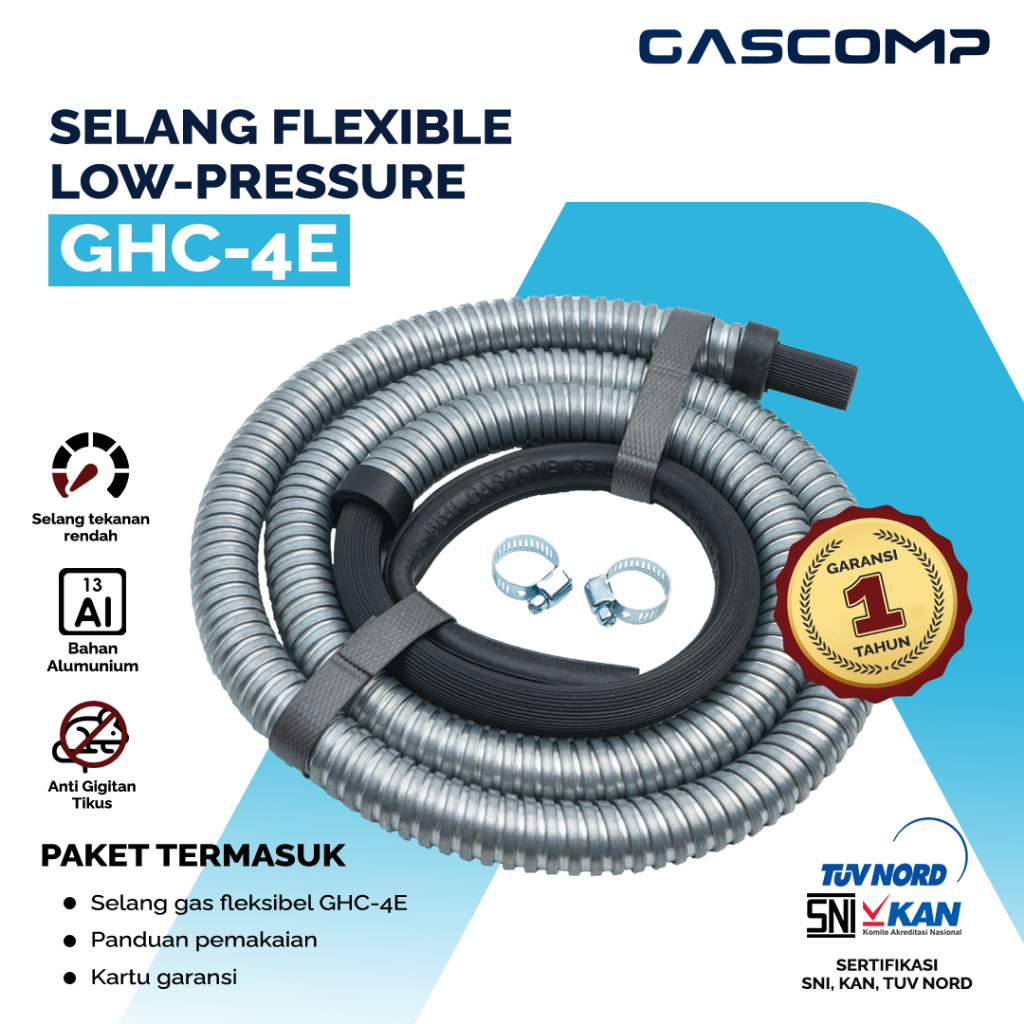 Jual GASCOMP Selang Regulator Gas Flexible (GHC 4E) Selang Gas Anti ...