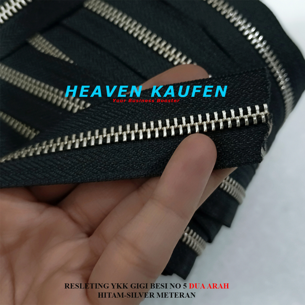 Jual Resleting Zipper YKK Dua Arah Two Way Zipper Type Gigi Besi Nomor 5 Warna Hitam - Silver ...