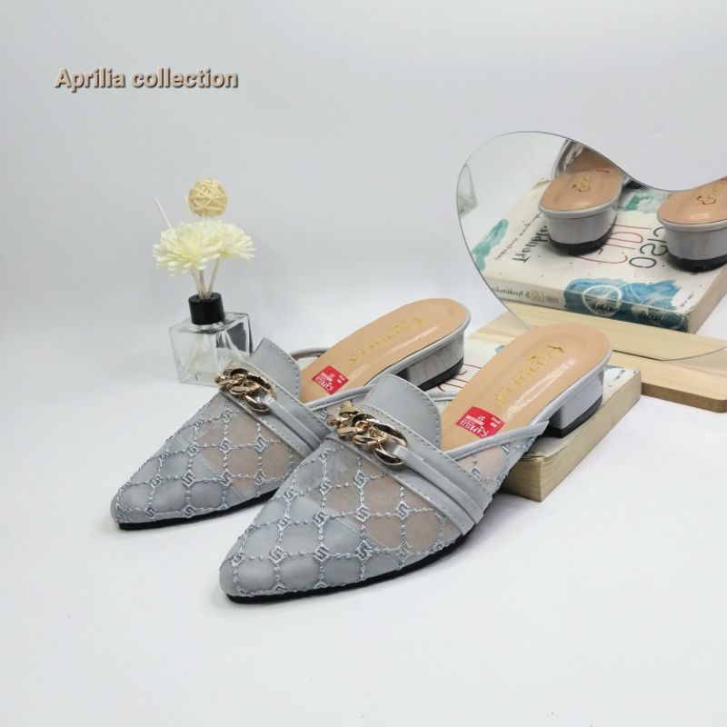 Jual Sandal wanita brukat pesta terbaru hak 3cm ab-02 brukat rantai ...
