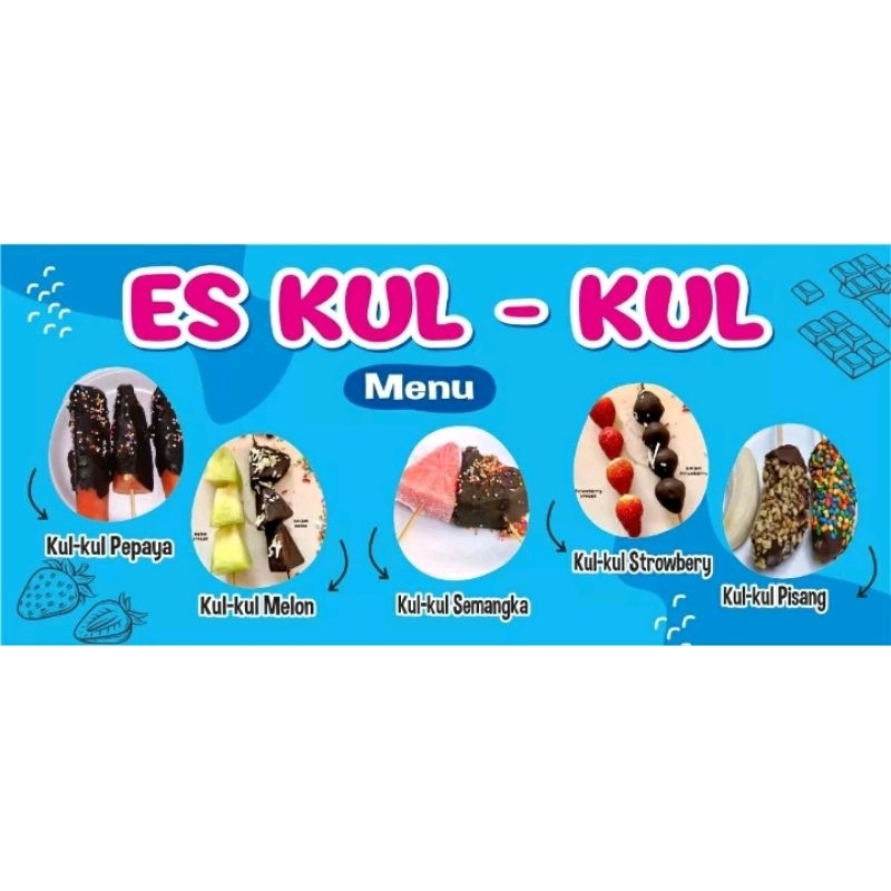 Jual SPANDUK BANNER ES KUL-KUL, SATE BUAH COKLAT | Shopee Indonesia