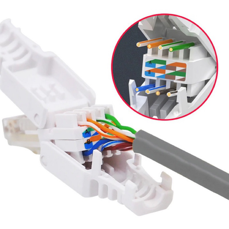 Jual CAT6 RJ45 CONNECTOR NO CRIMP 6A/6/5E NETWORK LAN CABLES | Shopee ...