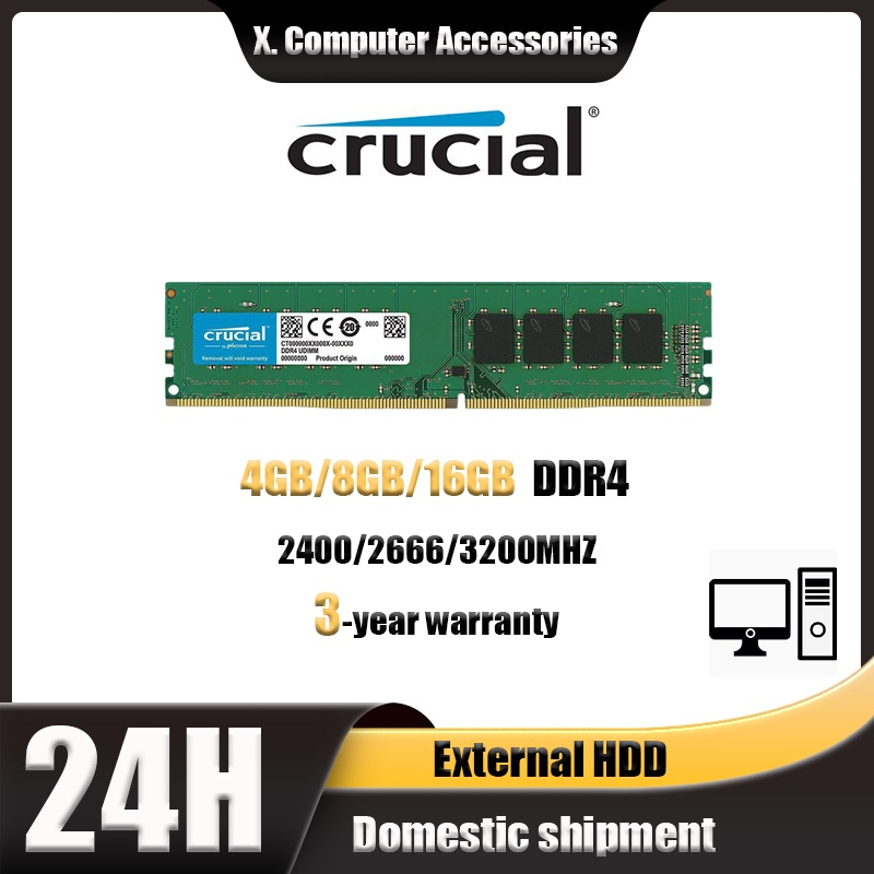 Jual Pengiriman Jakarta Dektop DDR4 RAM 4GB 8GB 16GB Crucial 2400 2666 ...