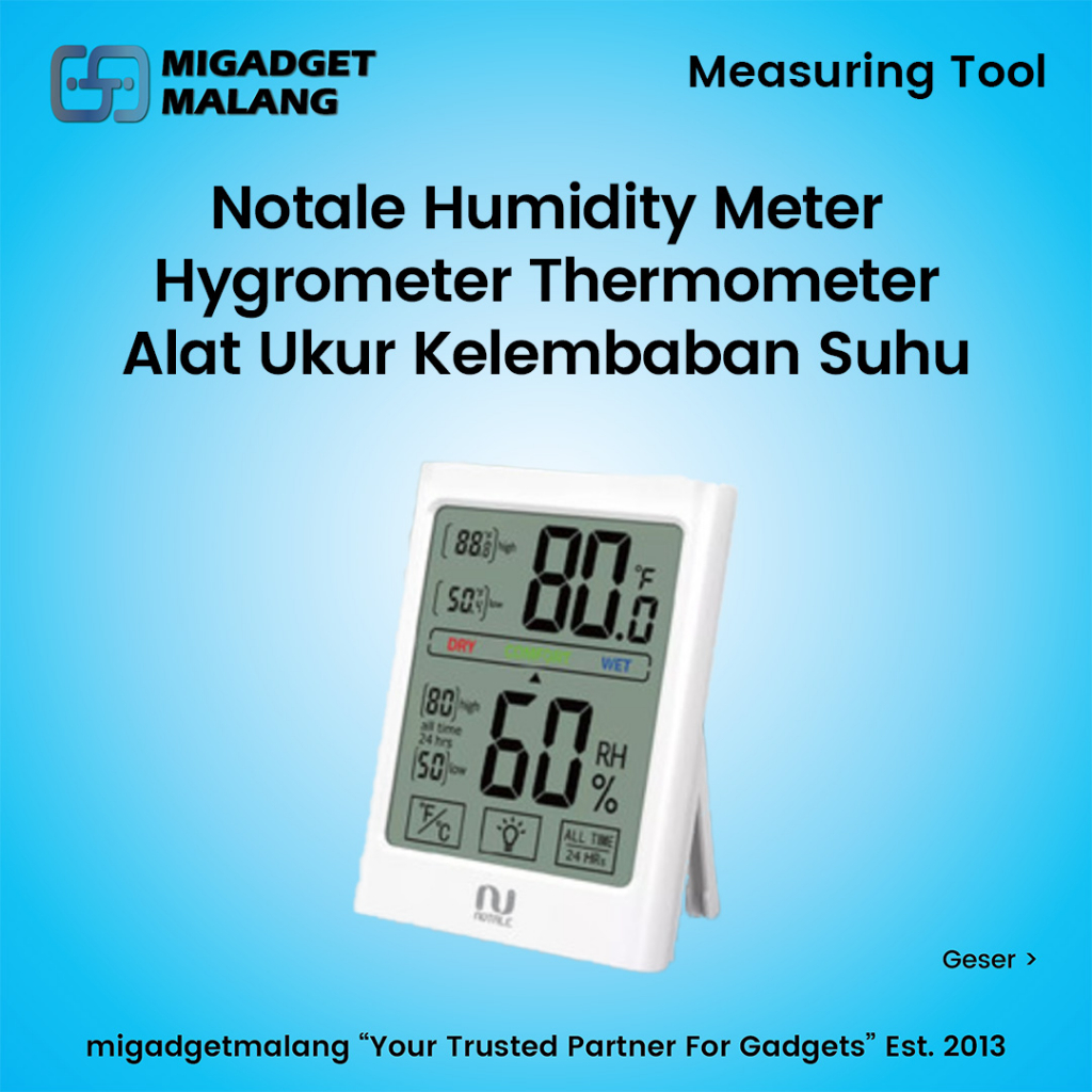 Jual Notale Humidity Meter Hygrometer Thermometer Alat Ukur Kelembaban ...
