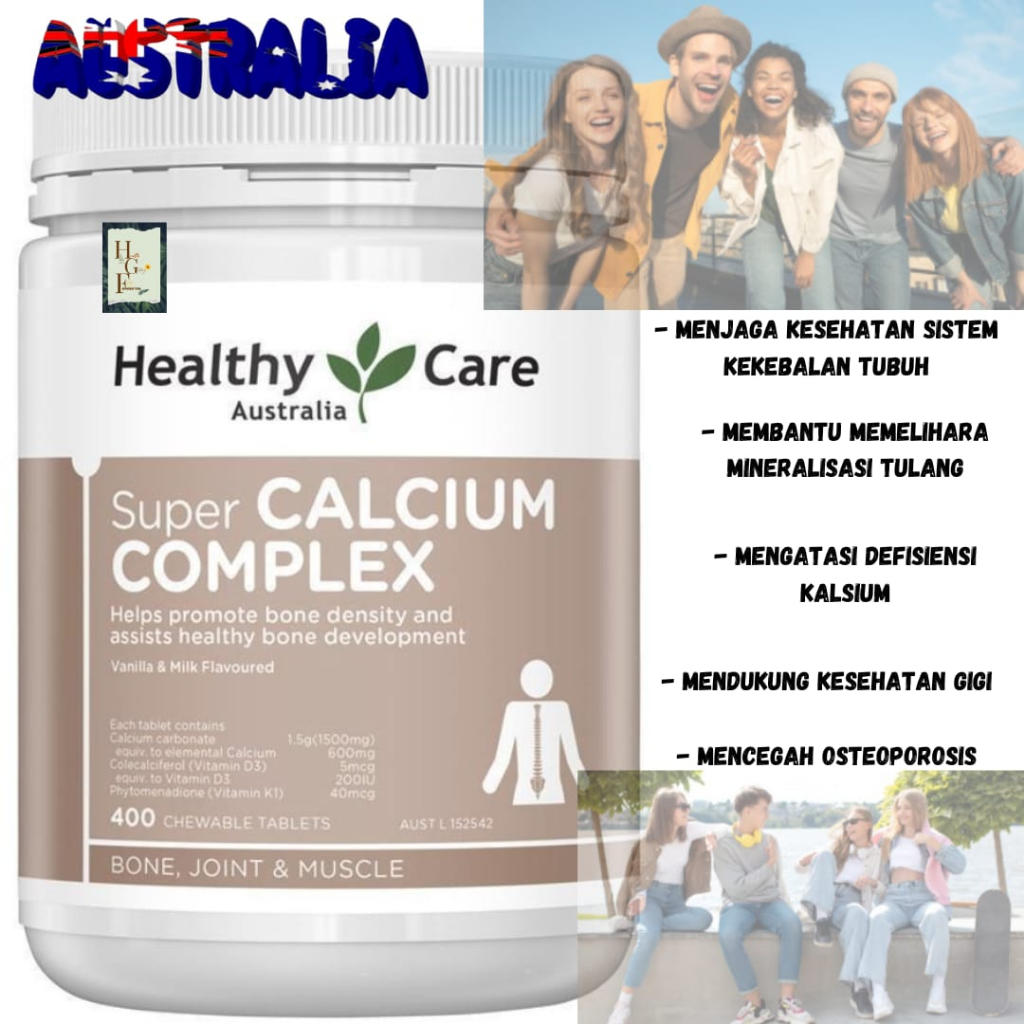 Jual Healthy Care Super Calcium Complex 400 Chewable Tablets | Shopee ...