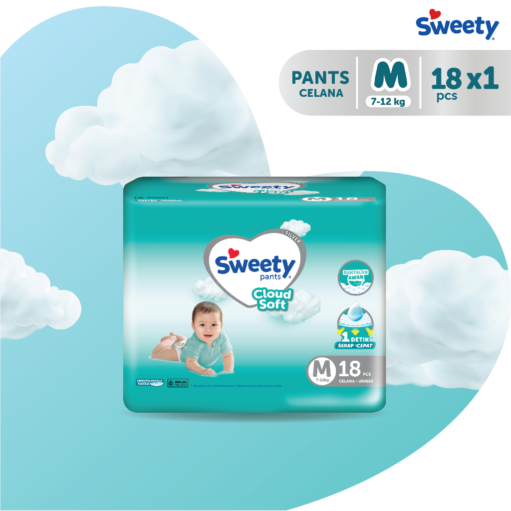 Jual Sweety Silver Pants Cloud Soft M 18's Popok Celana Baby Diapers ...