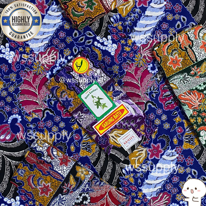 Jual Sarung Batik Batu cap Daun Kasturi tebal warna terang | Shopee ...