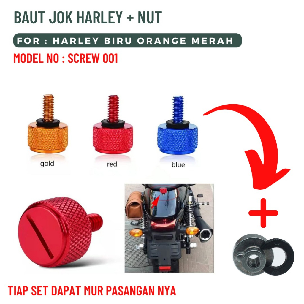 Jual BAUT JOK SET NUT HARLEY BIRU ORANGE MERAH SCREW 001 | Shopee Indonesia