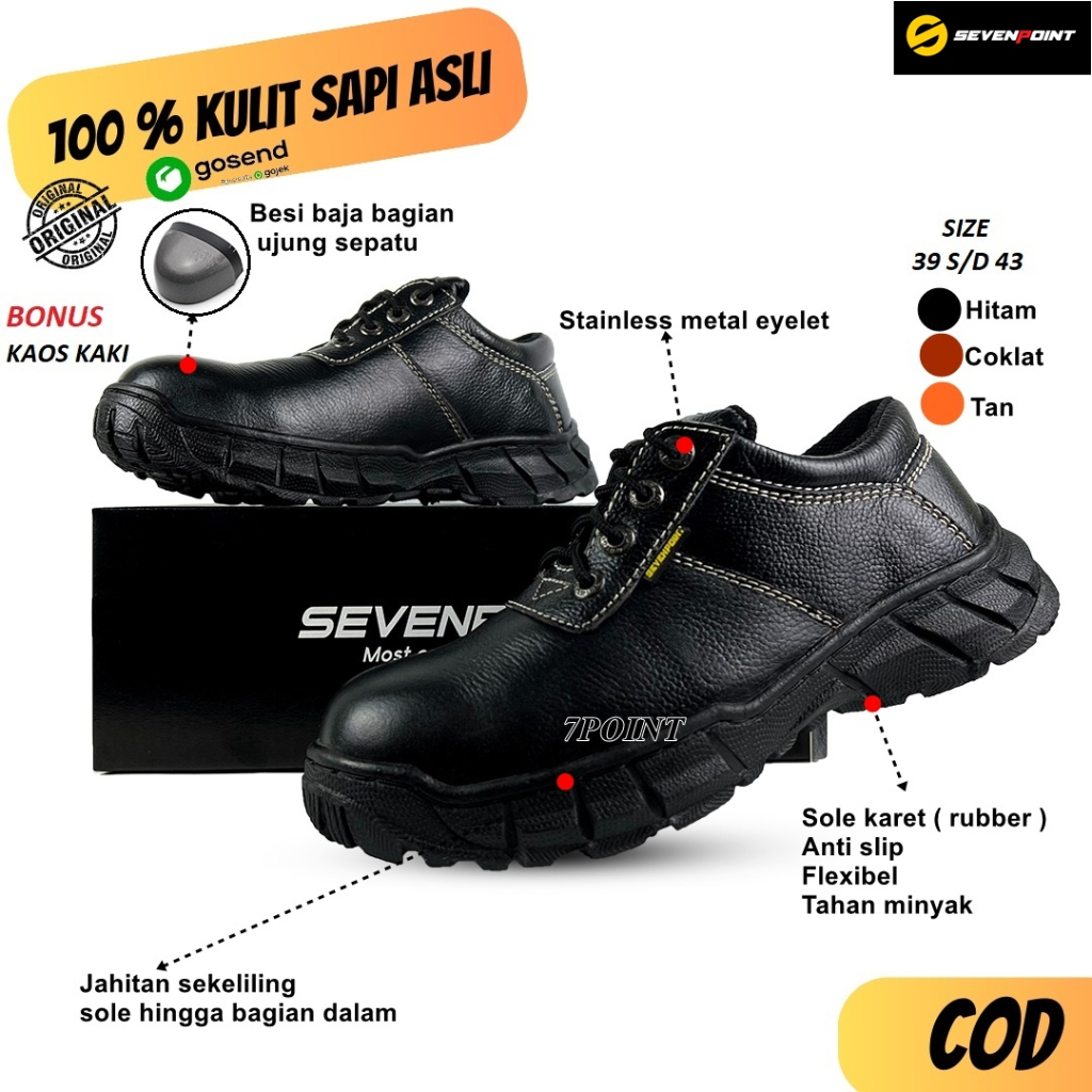 Jual Sepatu Safety Pria Original Kulit Asli Sefty Shoes Tali Safty ...