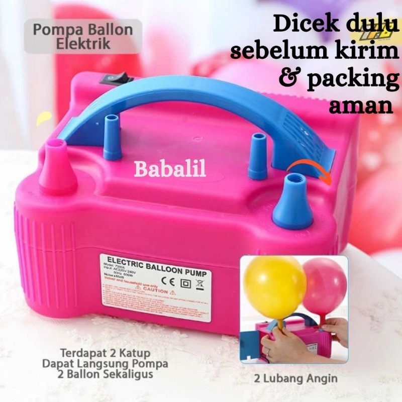 Jual DIJAMIN BERFUNGSI Pompa balon elektrik 2 Lubang Air pump ballon ...