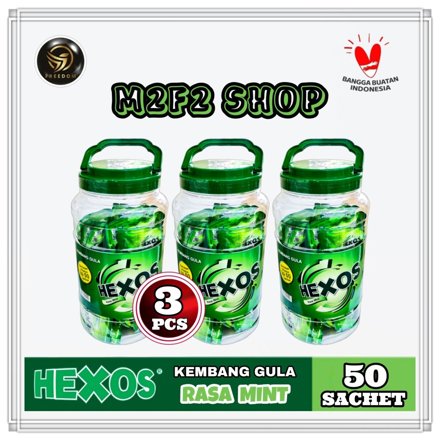 Jual Permen Hexos Mint Jar | Toples isi 50 Sachet - 625 gr (Kemasan 3 ...