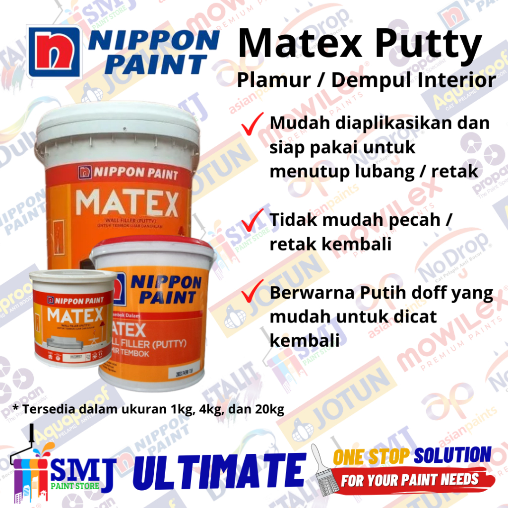 Jual Plamur Tembok Wall Filler NIPPON PAINT Matex Putty 1kg | Shopee ...