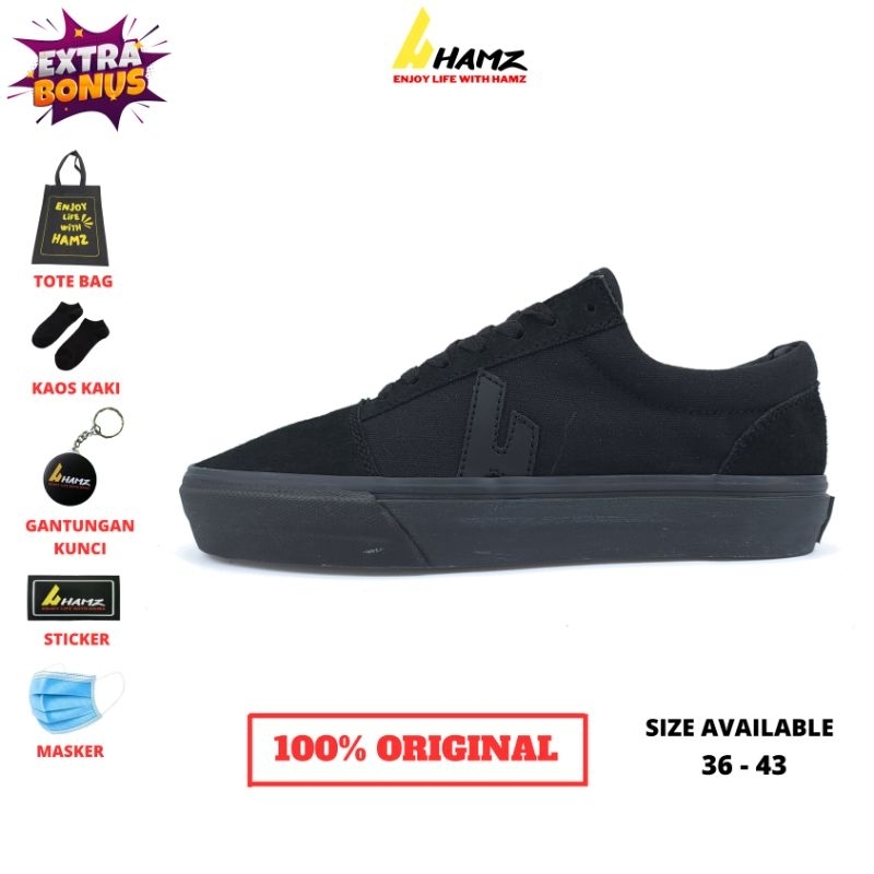 Jual HAMZ History Low Full Black Sepatu Pria/wanita | Shopee Indonesia