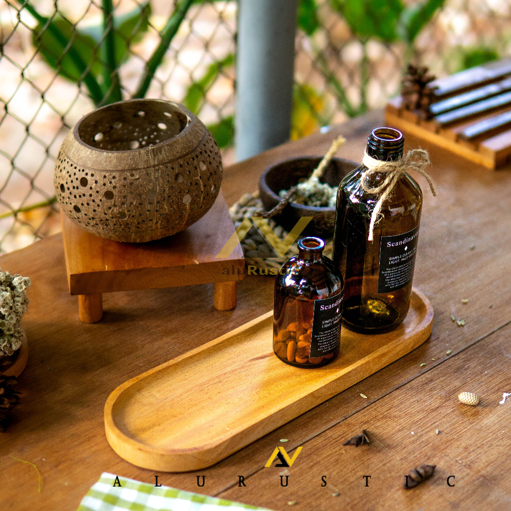 Jual NAMPAN KAYU OVAL / NAMPAN SAJI / ALAS KAYU POT VAS BUNGA / WOODEN ...