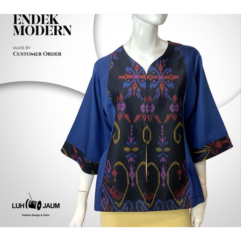 Jual Atasan wanita motif batik dari Katun Endek hitam Kombinasi/Outfit ...