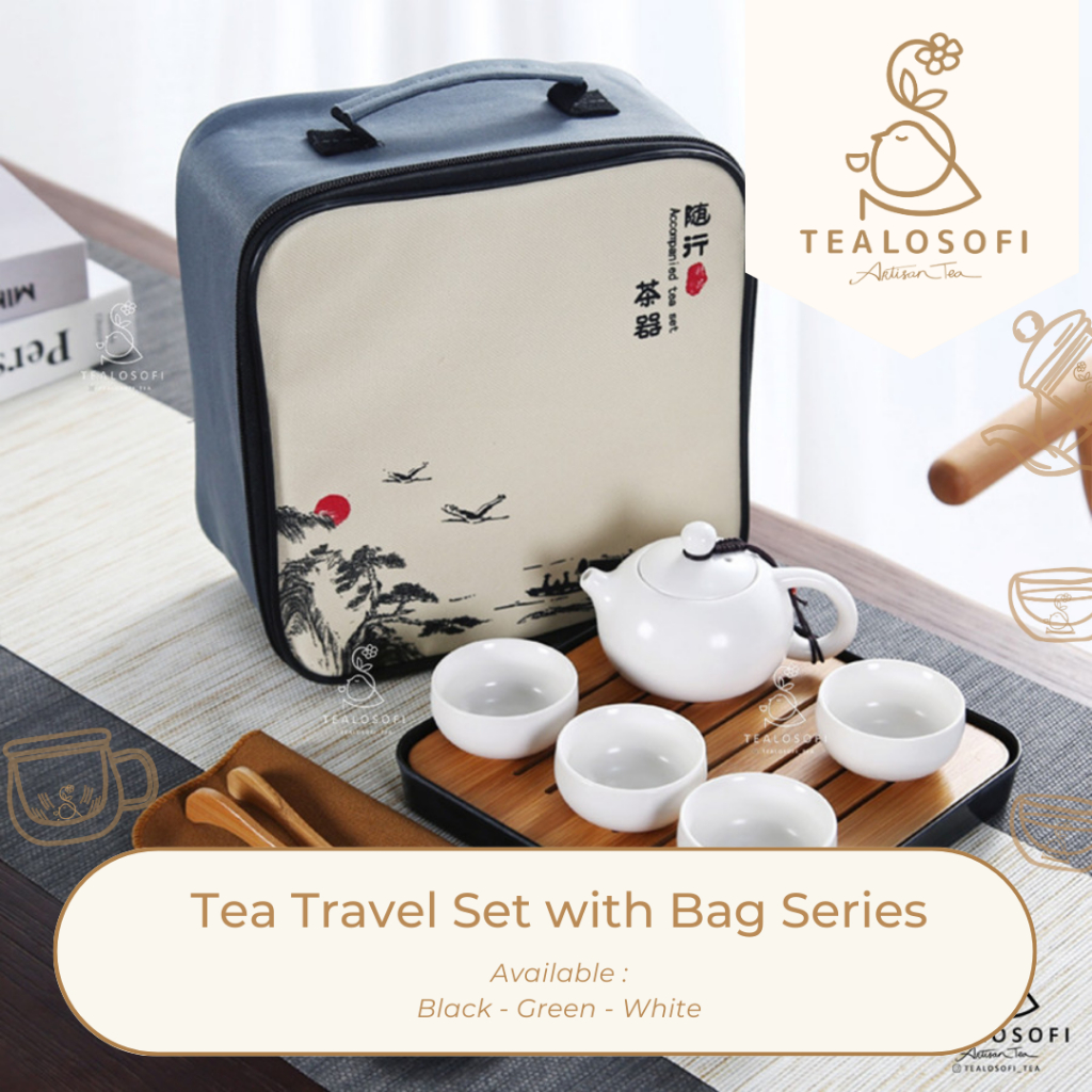 Jual Tea Travel Set with Bag Series - Keramik Teh Pot Cup Tray Bamboo ...