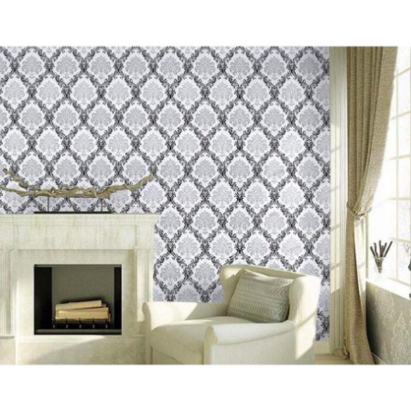 Jual Wallpaper Dinding Batik Hitam Silver Ukuran 45 Cm x 10 Meter ...