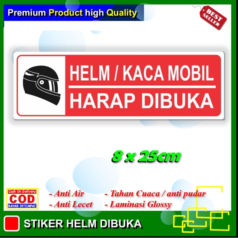 Jual Stiker helm kaca mobil harap dibuka sticker ketertiban keamanan lingkungan | Shopee Indonesia